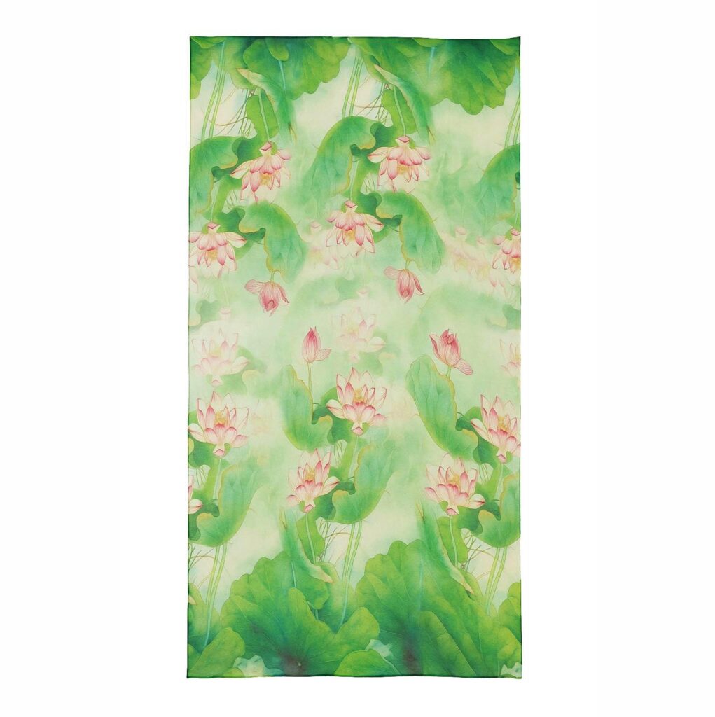Fular de seda Flores verde, pañuelos de mujer - Julunggul